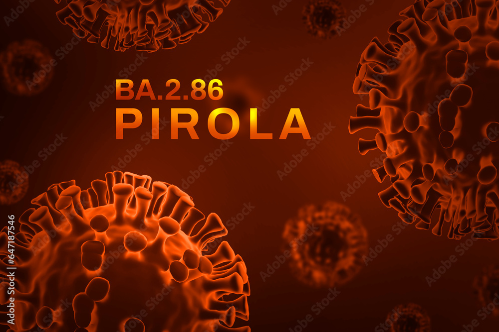 BA.2.86 Pirola Coronavirus background with orange glowing shapes and ...