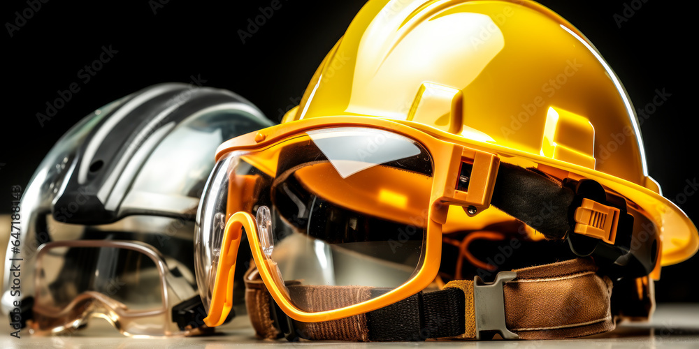 Labor's Armor: The Undeniable Importance of Helmet and Goggles. Stock ...