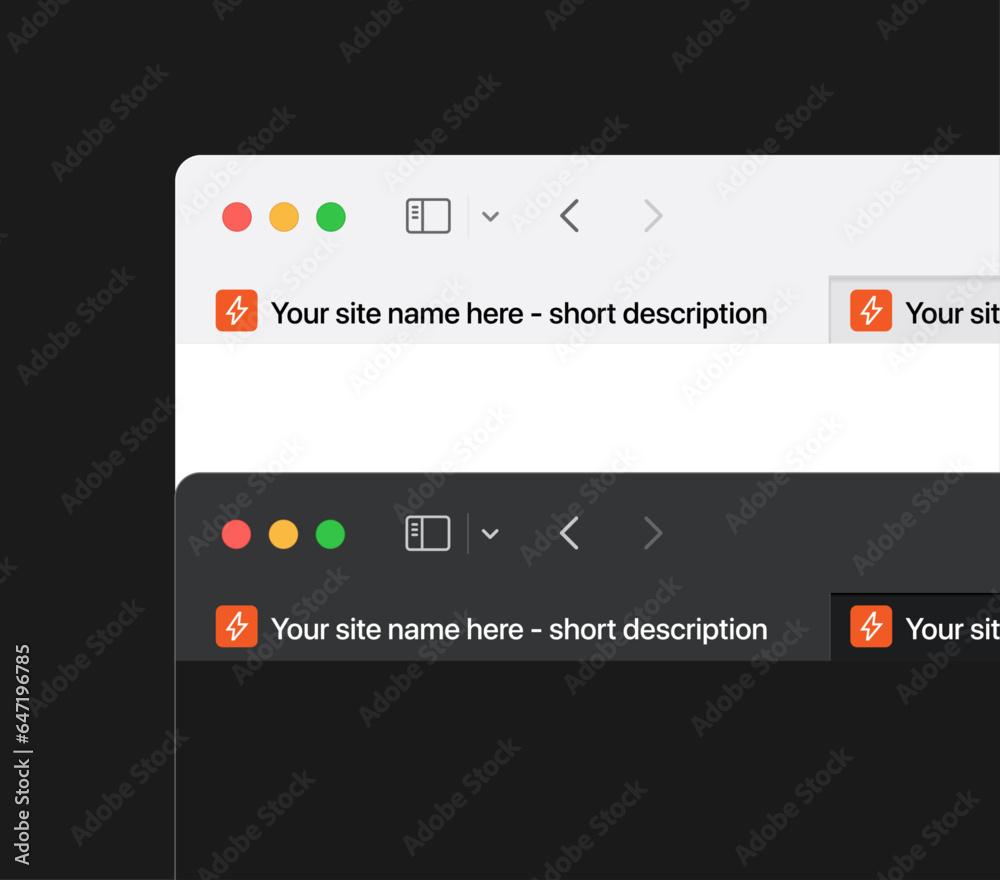 Favicon template in light and dark theme in web browser. To insert your ...