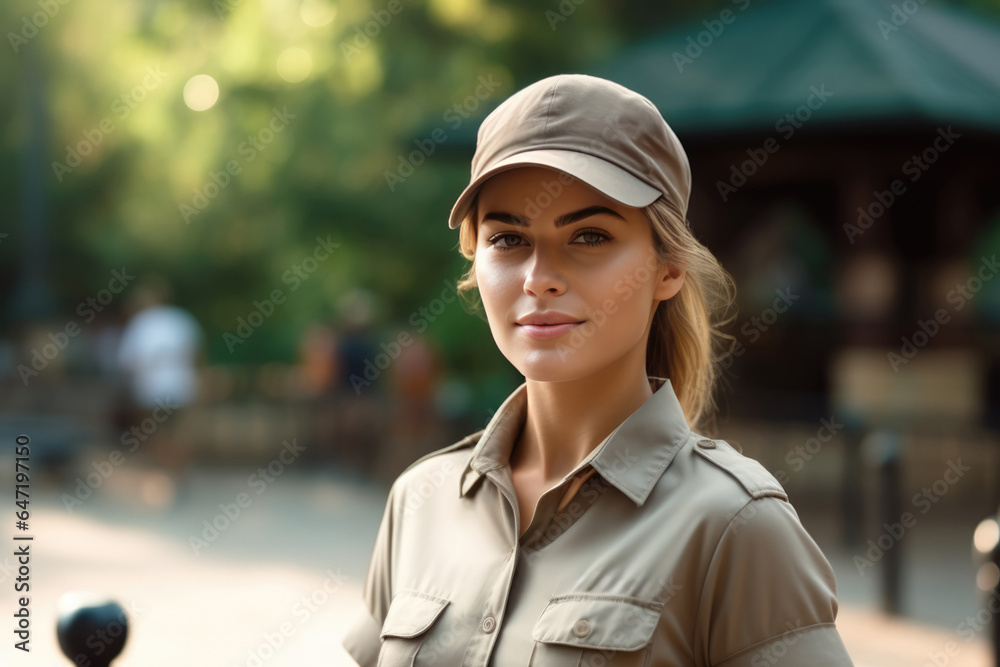 Woman Guard On Defocused Background Zoos . Сoncept Rewards Of Being Zoo ...