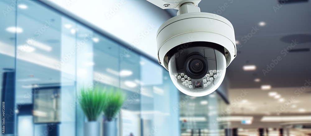 Closed circuit television or CCTV camera in buildings transmit video ...