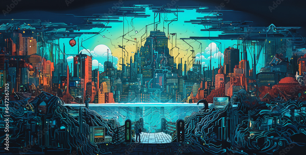 cybersecurity large banner drawing hd wallpaper Stock Illustration ...