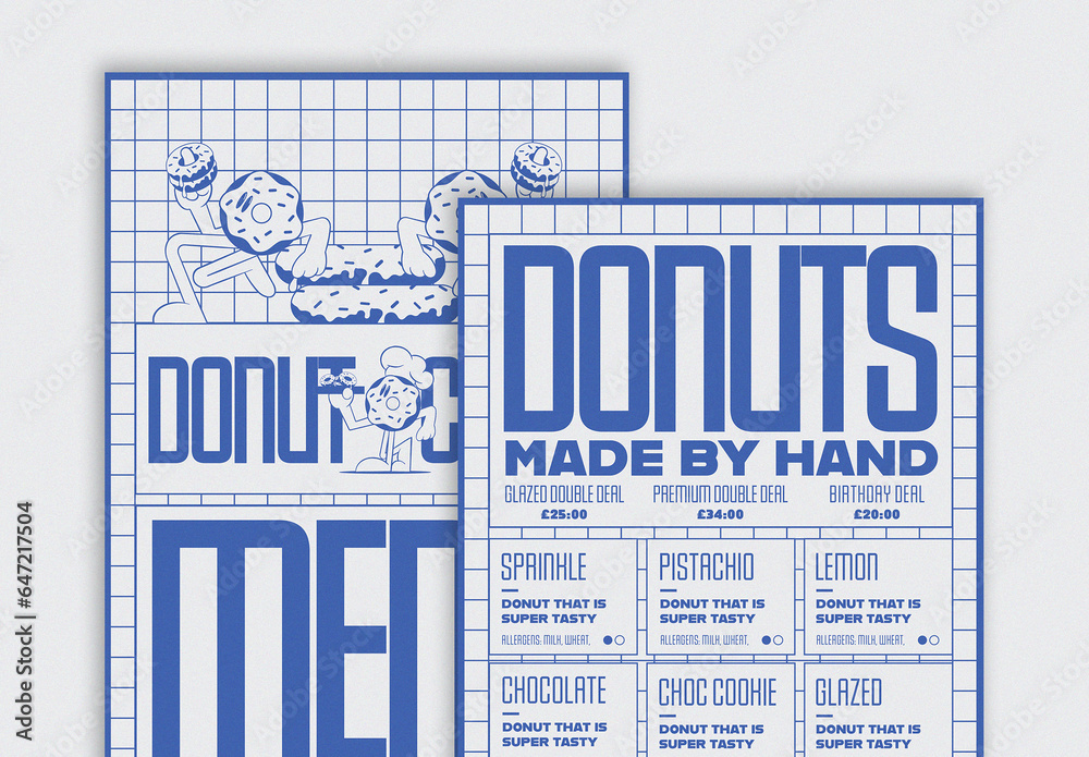 Illustrative Donut Food Menu Stock Template | Adobe Stock