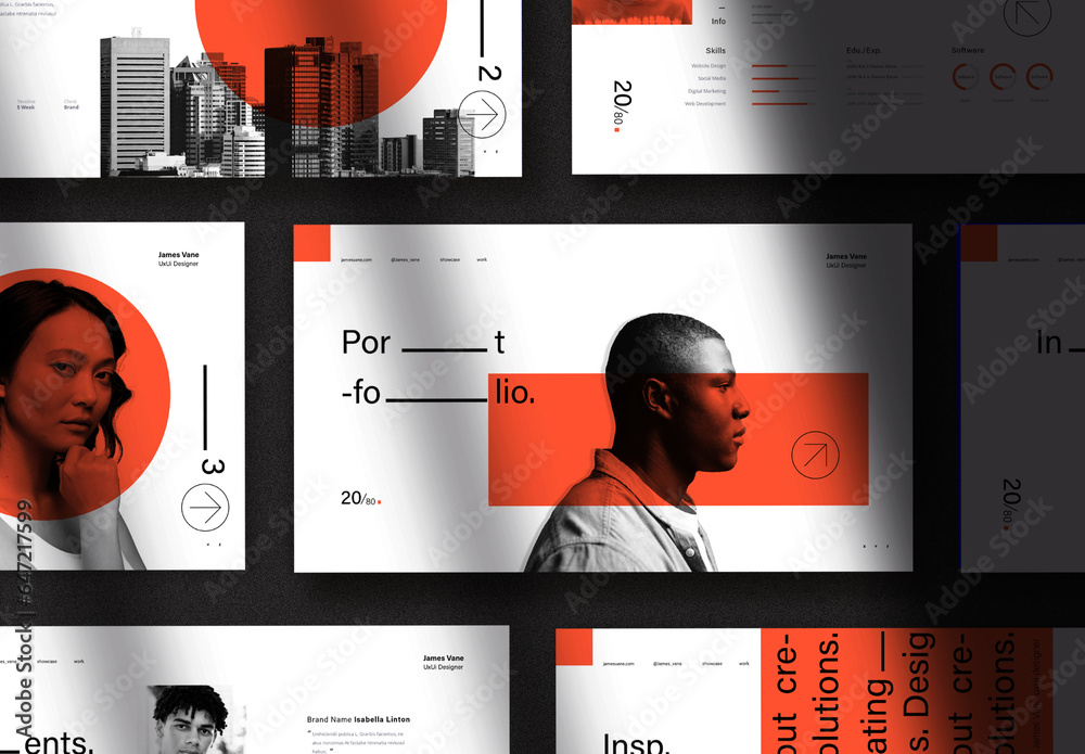 Orange Accent Portfolio Stock Template | Adobe Stock