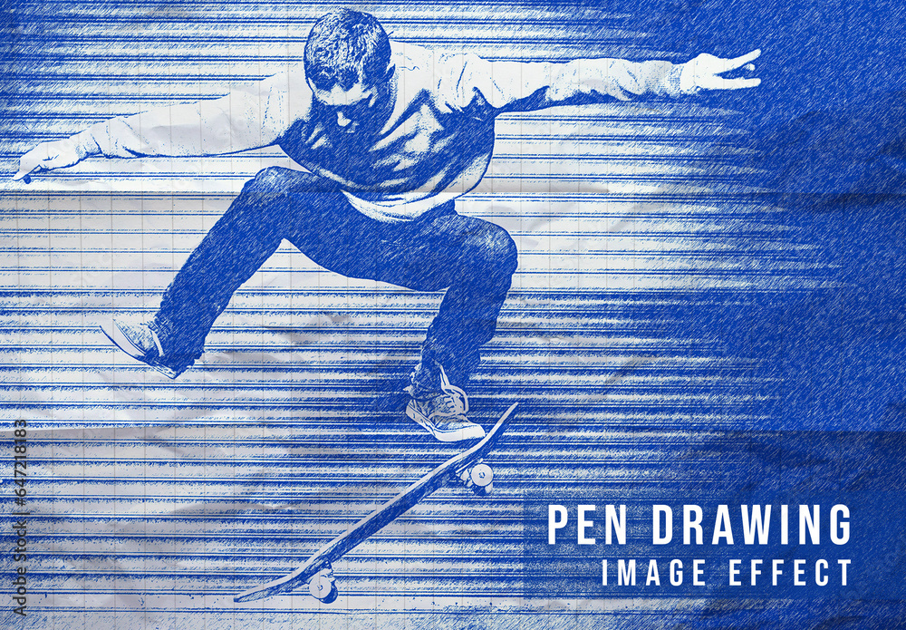 Pen Drawing Image Effect Stock Template | Adobe Stock