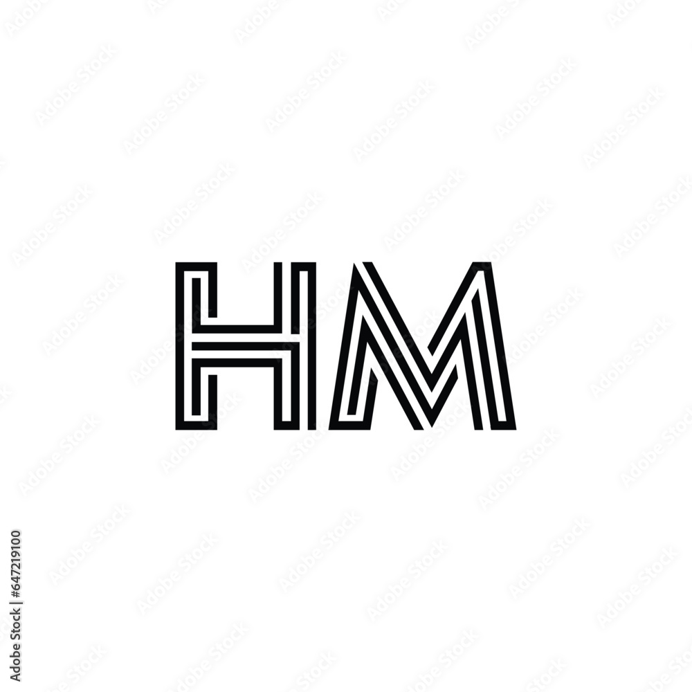 Initial HM MH logo design. Cool high tech logo template. HM MH initial ...