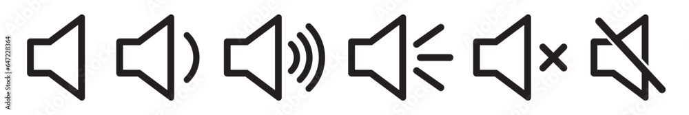 Set of sound icons with different signal levels in a flat style. Vector ...