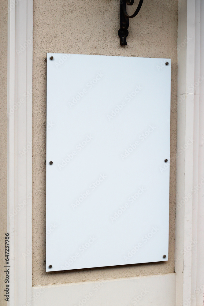 Emplty mounted outdoor glass signage for store, hotel or restaurant ...