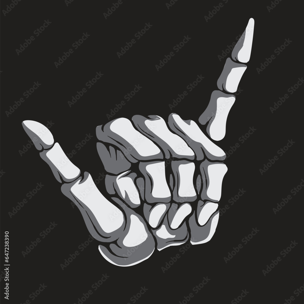 vector skeleton hand showing gesture metal, vector illustration ...