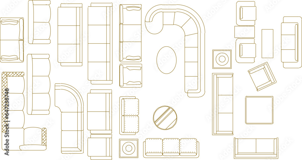 Vector sketch illustration architectural design Modular sofa diagram ...