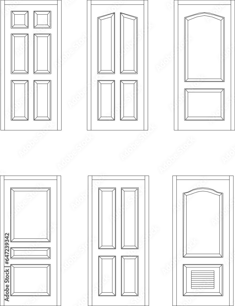 Vector sketch illustration of architectural design of house door design ...
