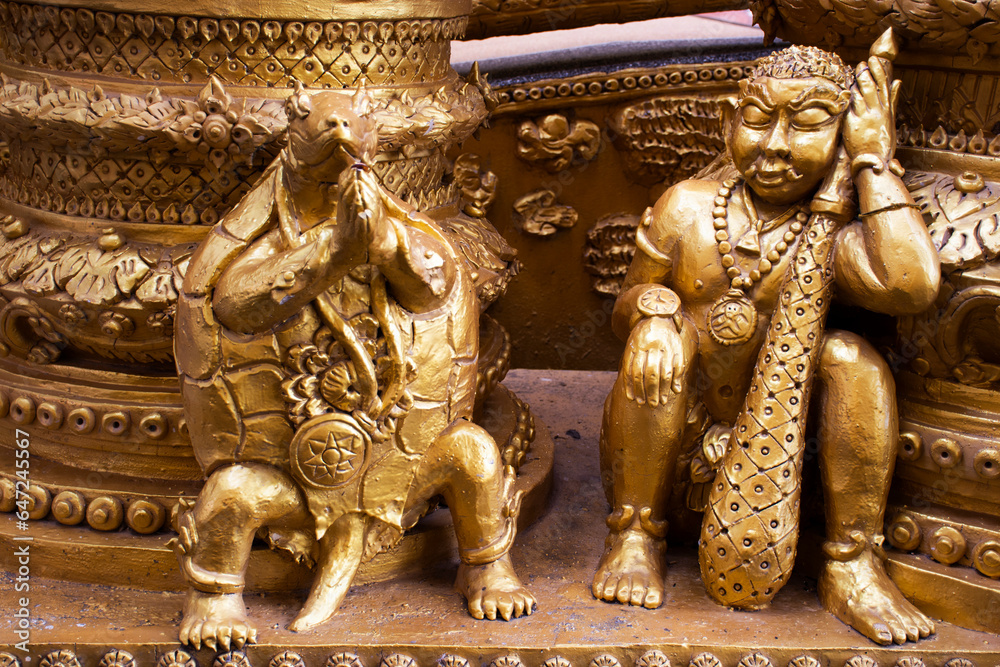 Carved and sculpture Wessuwan or Vasavana Kuvera giant statue and deity ...