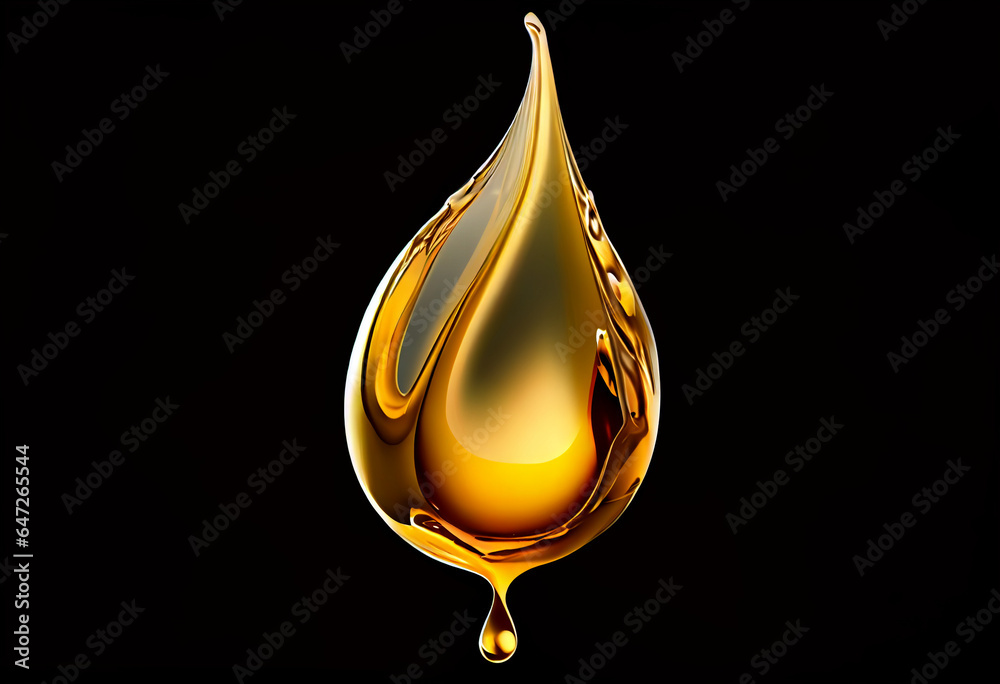 Single drop of honey on a transparent background, oil drop, golden ...