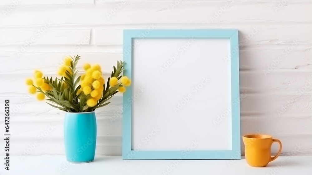 Blue Frame Mock Up, Digital MockUp, Display Mockup, Sea Styled Stock ...