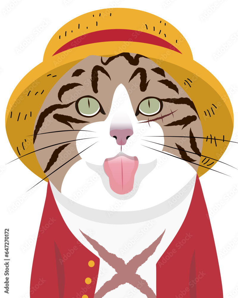 Vetor de Monkey D. Luffy character as a cat, of Japanese manga series ...