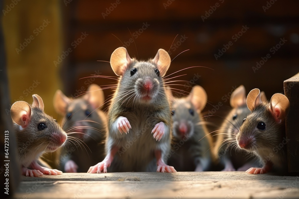 A group of rats standing on their hind legs. Can be used to depict ...