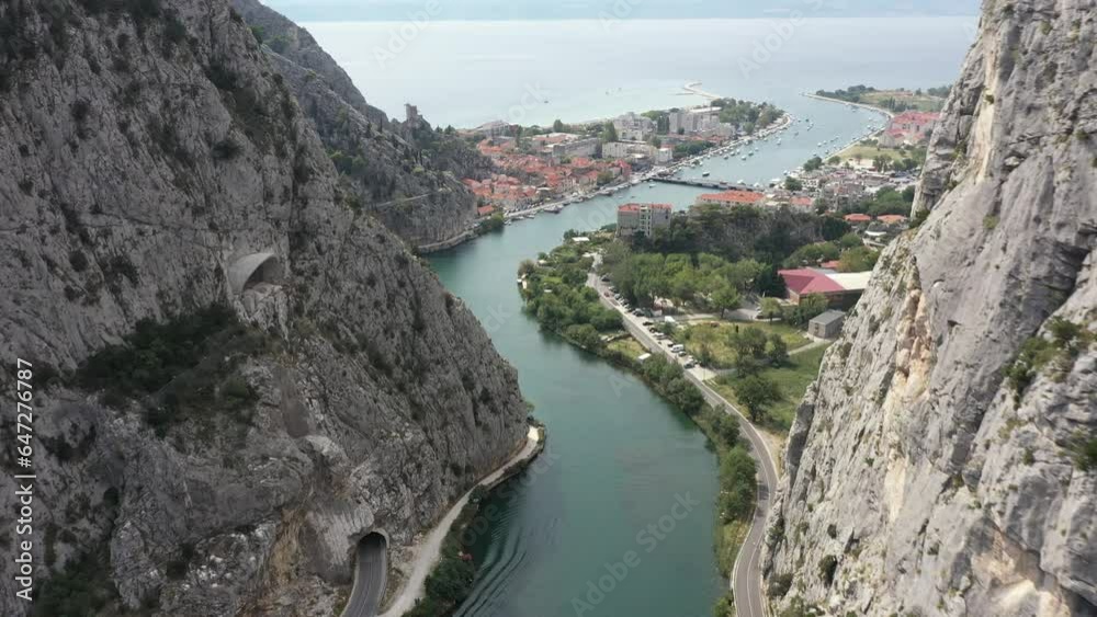 Old towns of Croatia. Summer holidays. Yachting. Cetina River winding ...