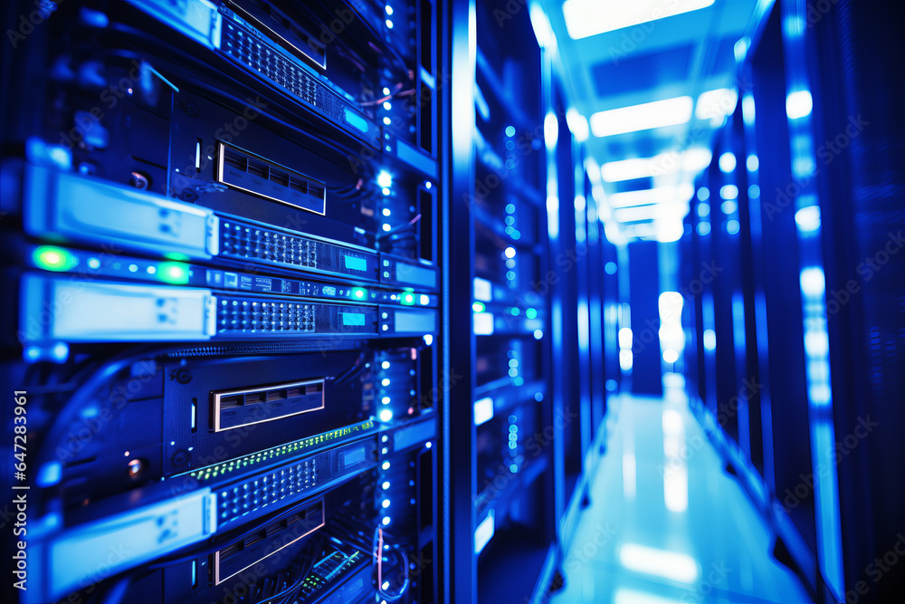 Rackmount LED console in server room data center Stock Photo | Adobe Stock