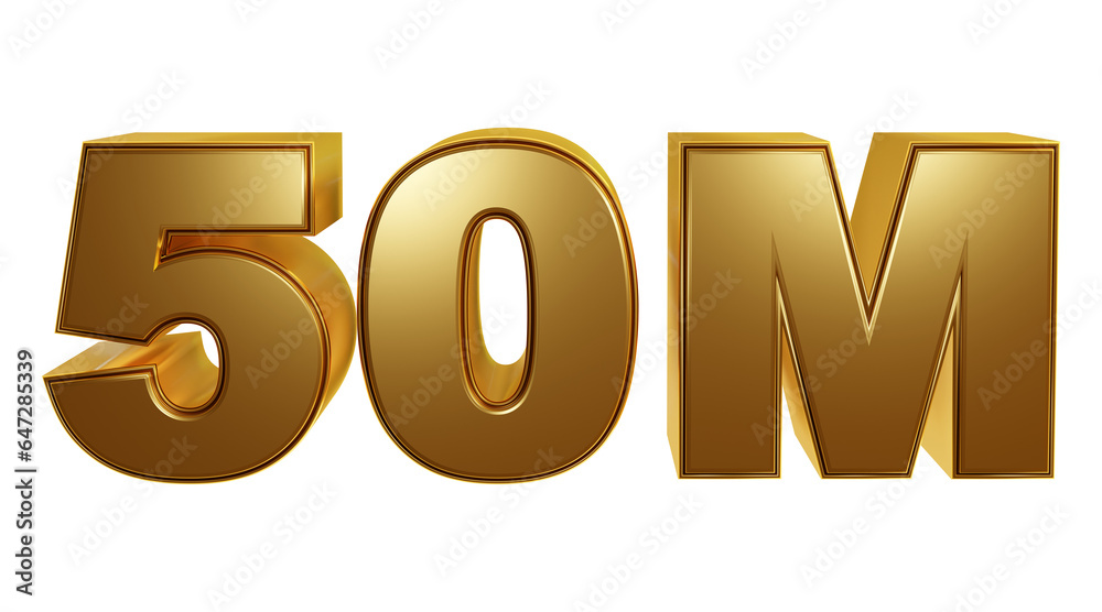 Luxury Golder 3D Rendering isolated on transparent background for fifty ...