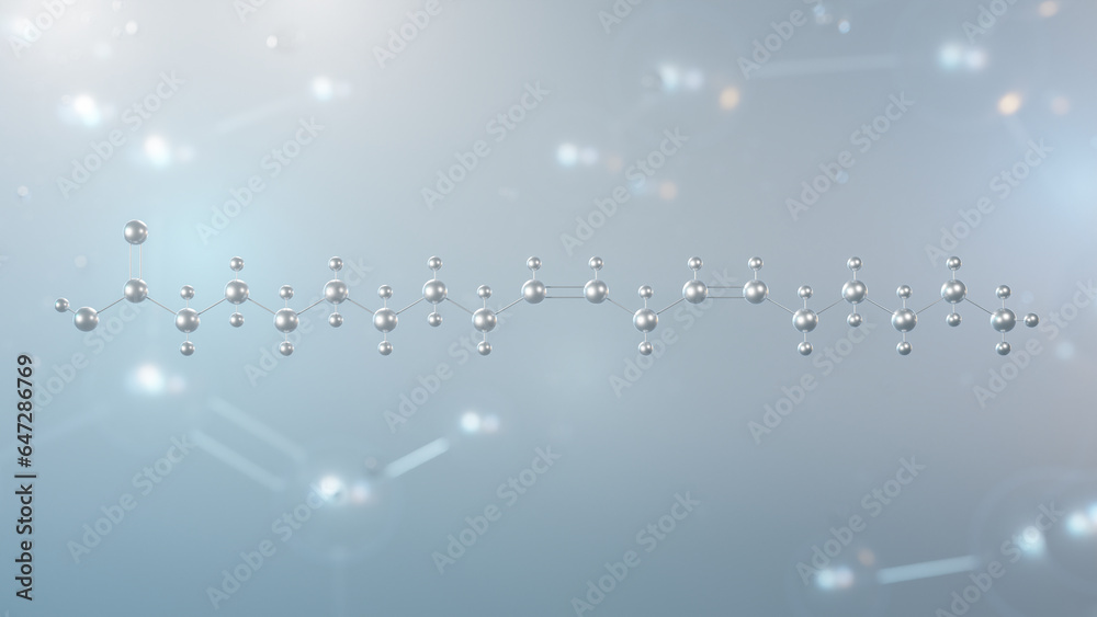 linoleic acid molecular structure, 3d model molecule, omega-6 ...