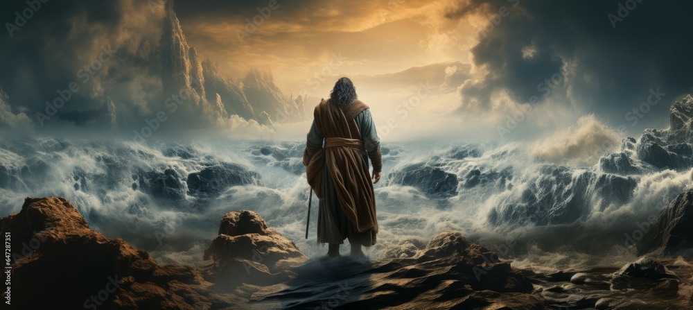 Lord Moses. Biblical religion story. Generative AI technology. Stock ...