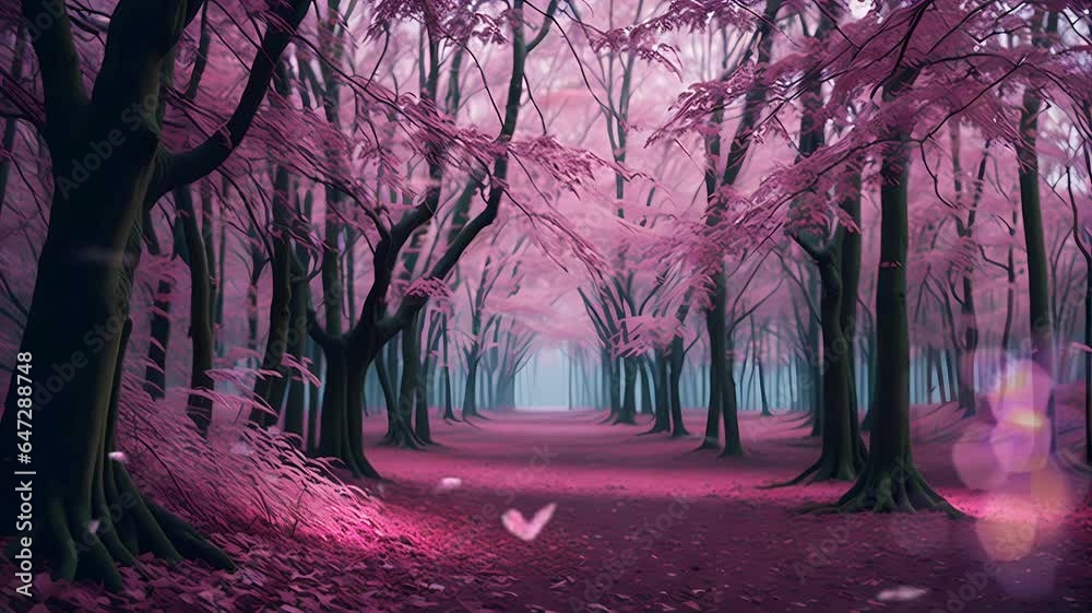 Fantasy pink forest video animation, Seamless Animation Video ...
