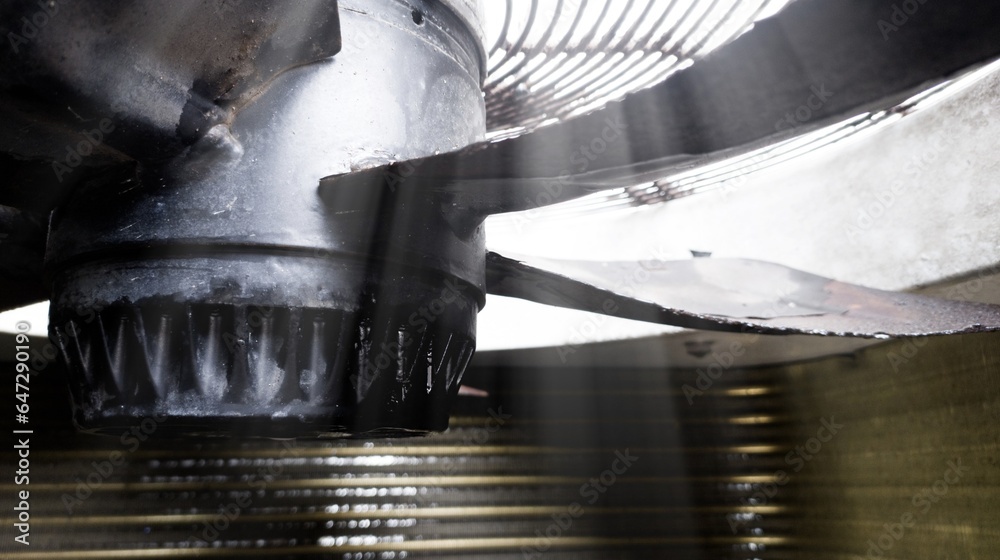 Close up the motor ventilation hvac unit on side view and with shiny ...