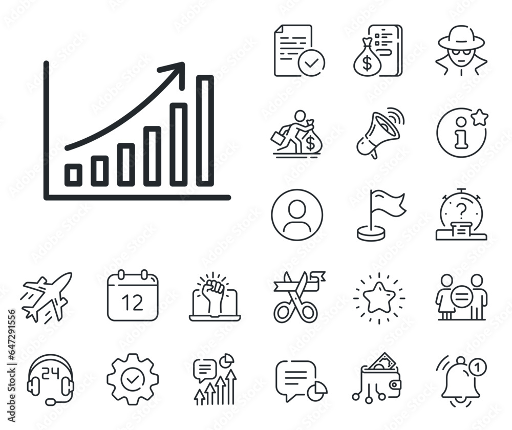 Column Chart Sign Salaryman Gender Equality And Alert Bell Outline