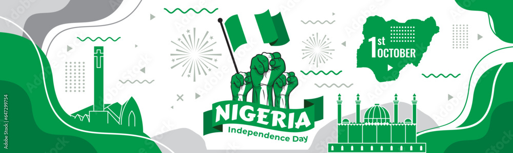 Vector Illustration of Nigeria Independence Day. Background with ...