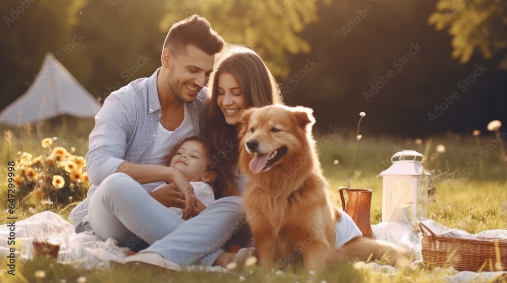 Positive emotions of dad mom and child daughter, having fun together ...
