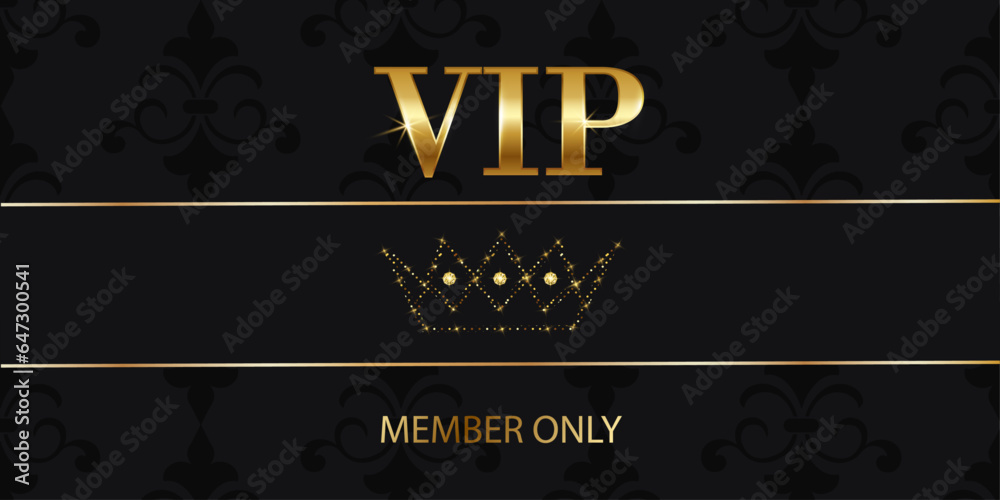 VIP gift card template with crown in glitter effect Stock Vector ...