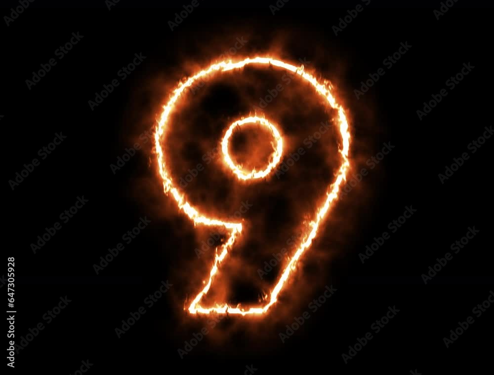 Animated Alphabet number one glowing in the dark orange blue neon light ...