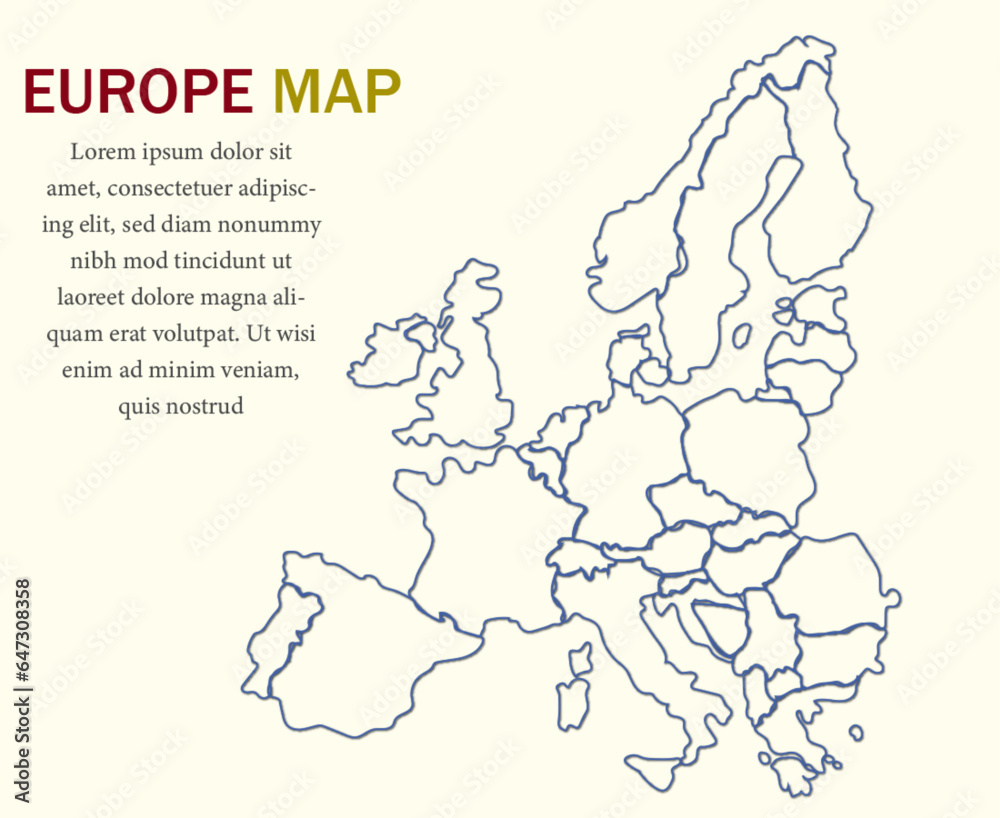 blank map of Europe printable outline map of Europe Stock Vector ...
