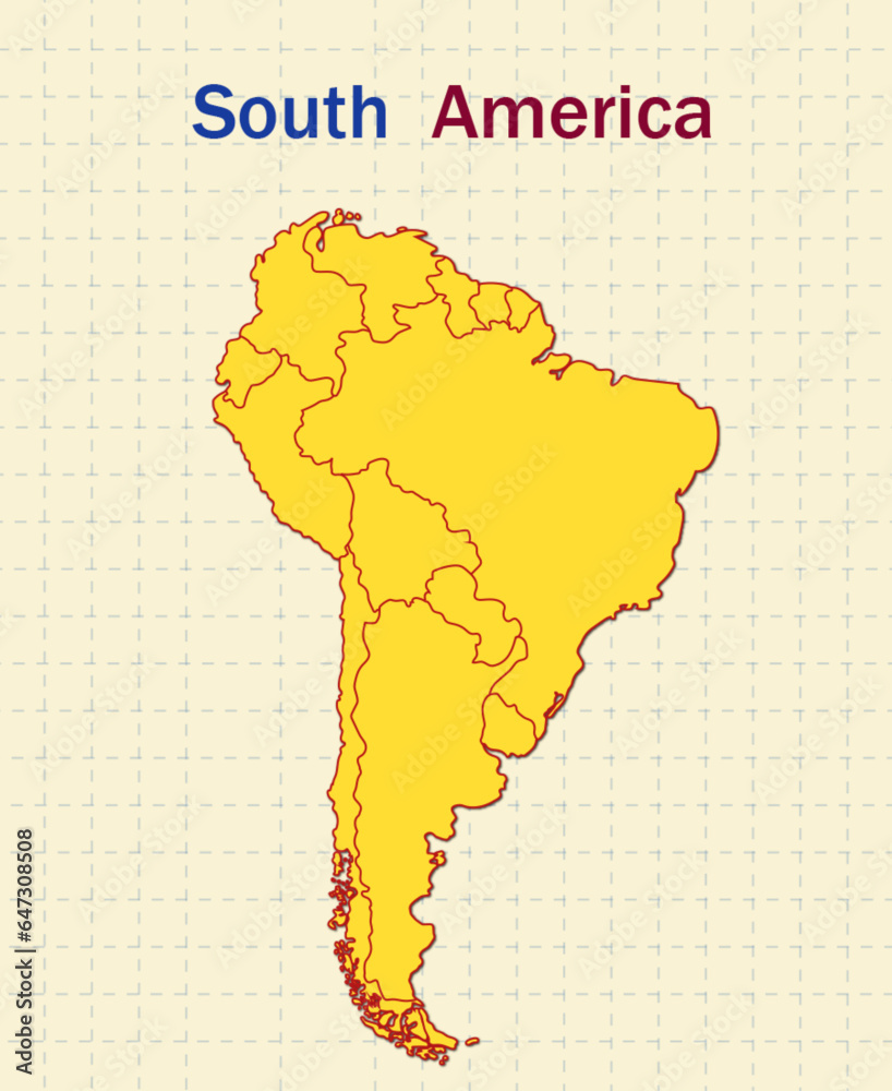 blank map of South America printable yellow color map of South America ...