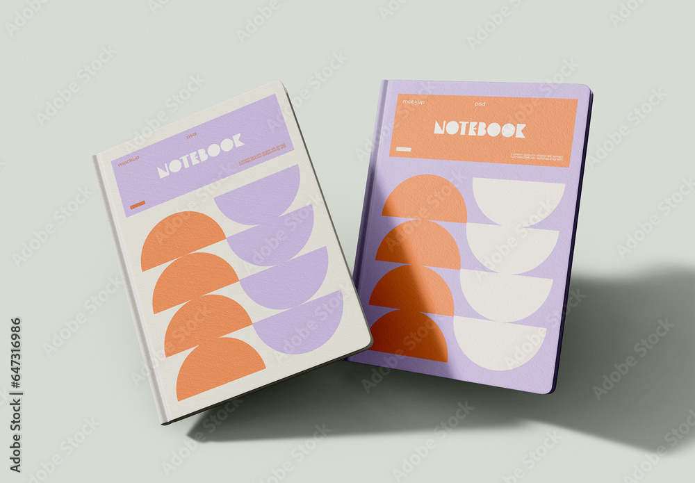 Floating Two Leather Notebooks Mockup Stock Template | Adobe Stock