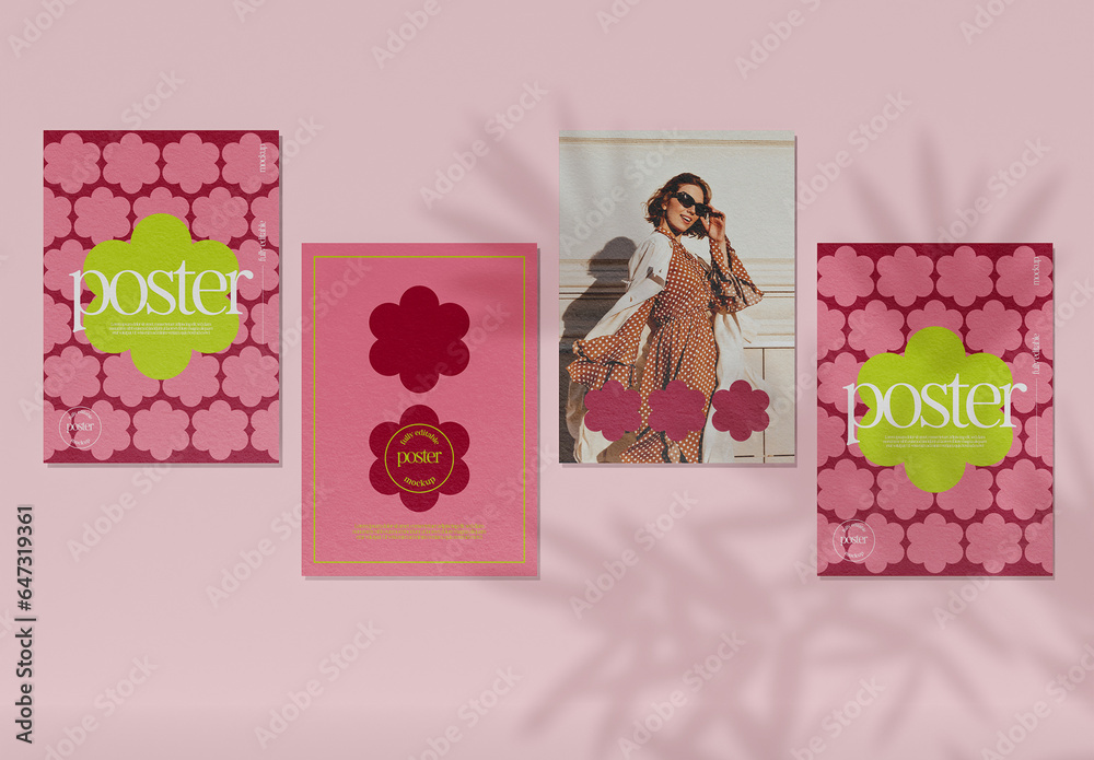 Four Posters Mockup Stock Template | Adobe Stock