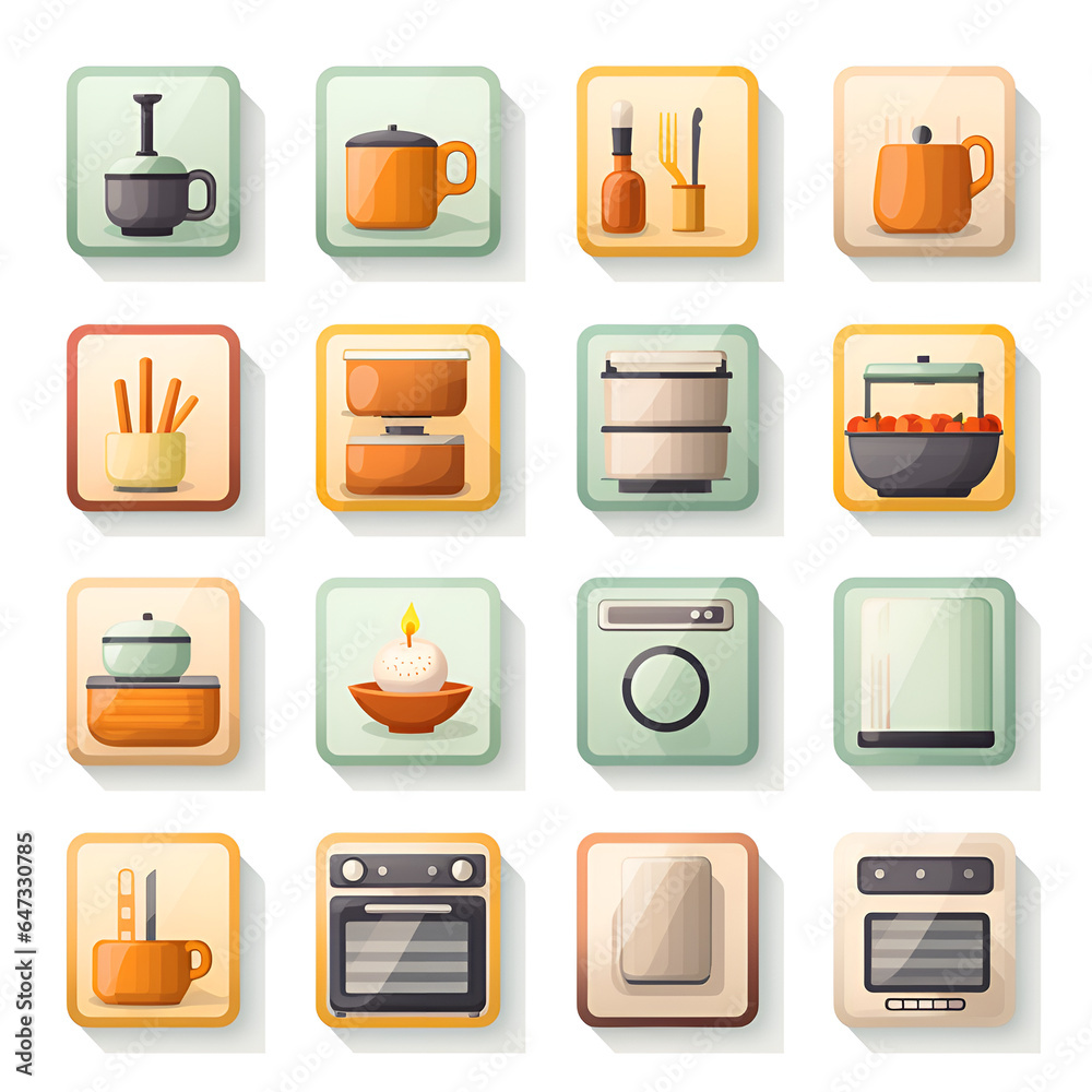 Kitchen icon pack v5, created with generative AI technology Stock ...