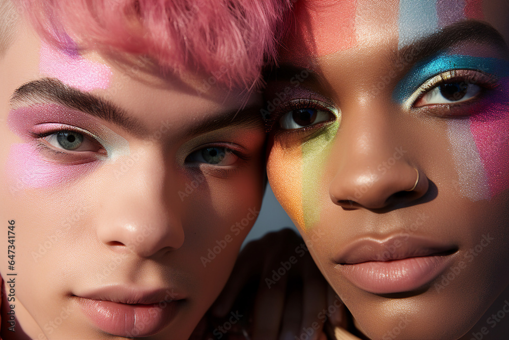 Beautiful picture generative ai concept of a lesbian gay hugging couple ...