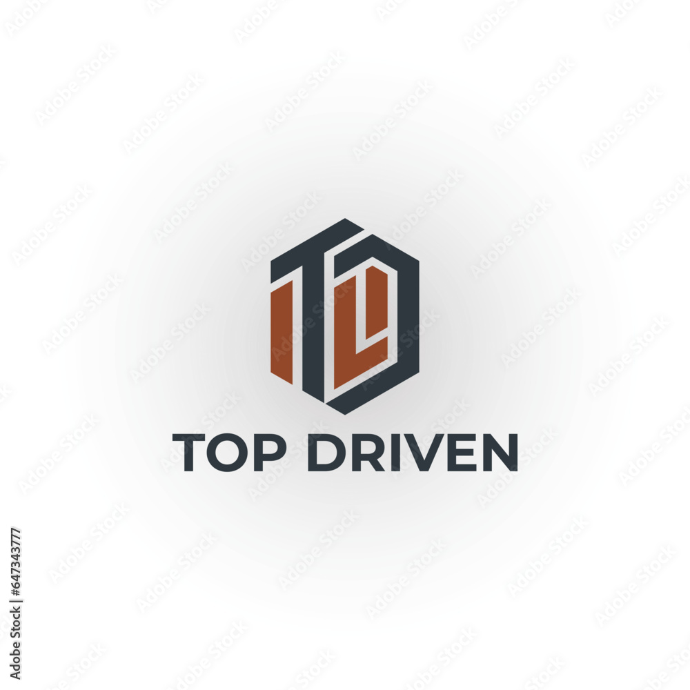 Abstract letter TD, DT, T, and D Letter Logo Design Vector in black and ...