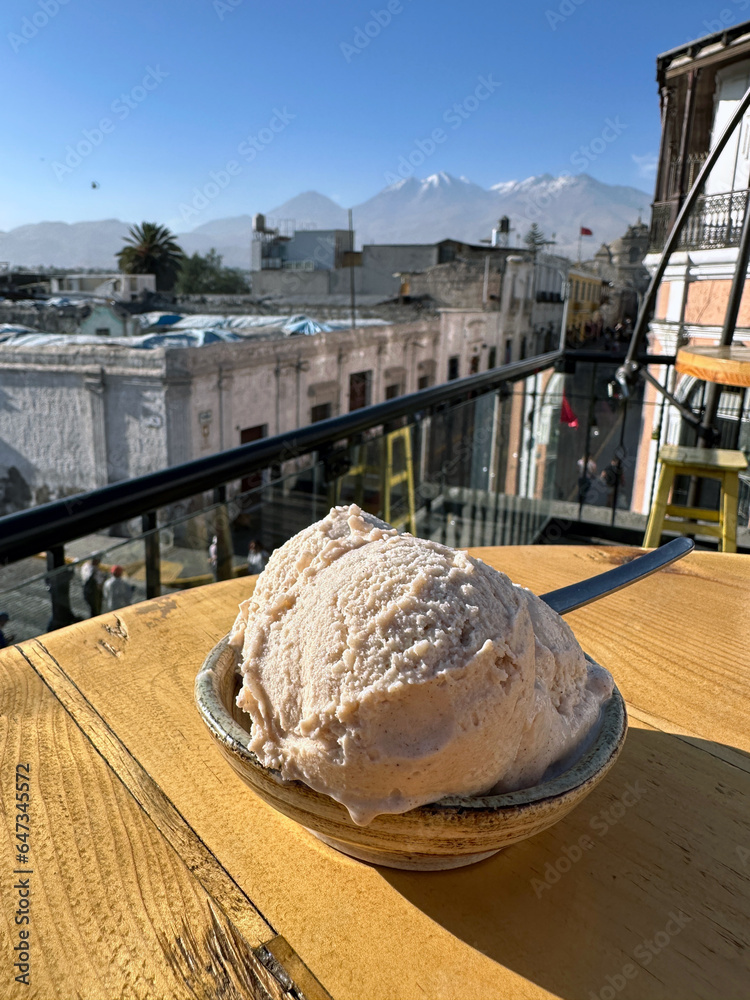 Queso helado arequipeño, Arequipa, Peru. Famous ice-cream of vanilla ...