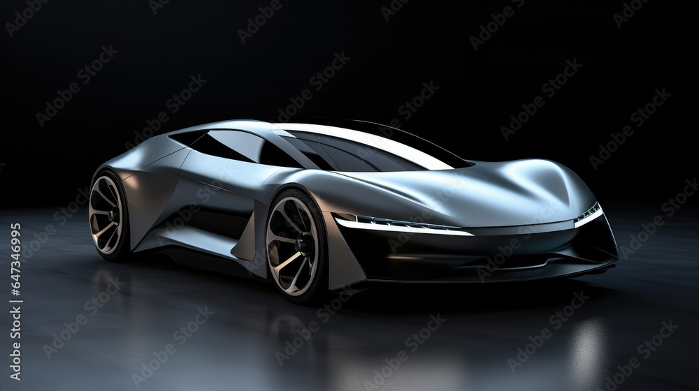 Foto de Futuristic toy car in gray with sleek design, sharp angles, LED ...