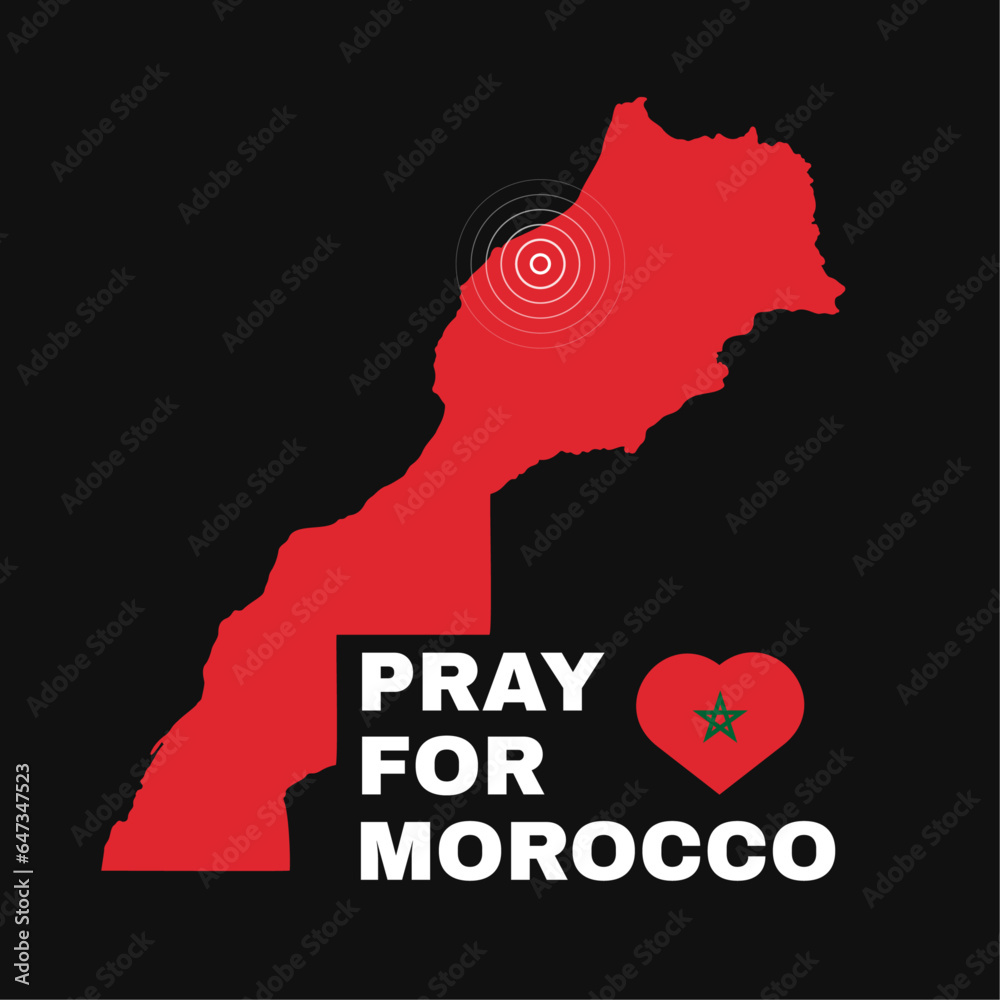 Pray for Morocco. Morocco earthquake 2023. Map with epicenter. Vector ...