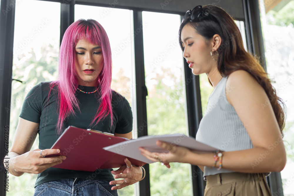 LGBTQ+ transgender man Beautiful Authentic Specialist with Pink Hair ...