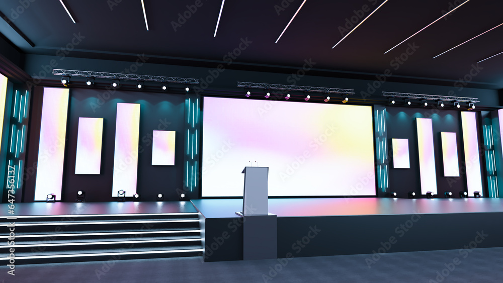 3D render of Empty stage Design for mockup and Corporate identity ...