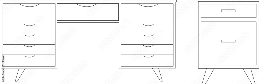Vector sketch illustration of filing desk design for office Stock ...