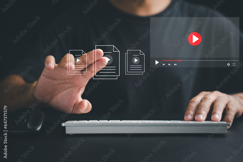 Unleash the power of virtual streaming with a touch as a man's hand ...