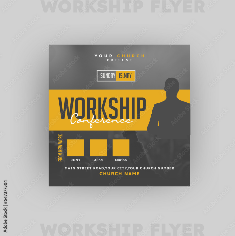 Church conference social media post or worship square Christian flyer ...
