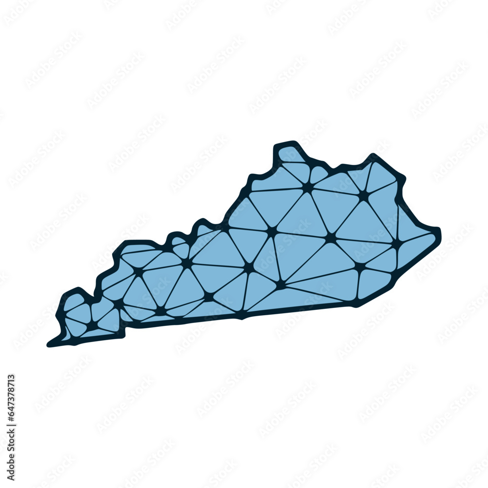 Kentucky's state map polygonal illustration made of lines and dots ...