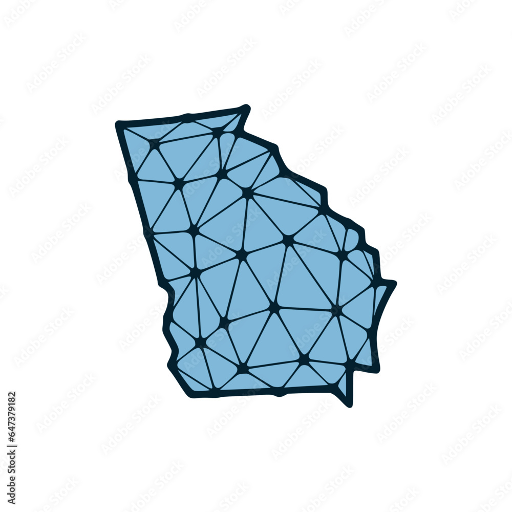 Georgia state map polygonal illustration made of lines and dots ...