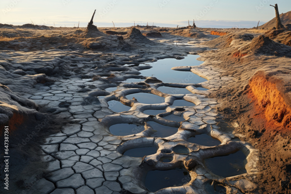 Melting permafrost in the Arctic, indicating temperature rise in polar ...